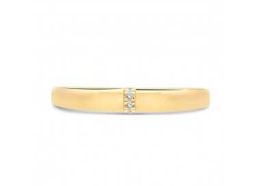 Alliance Or jaune 14 carats & 4 Diamants Blancs – Bague pour Femme